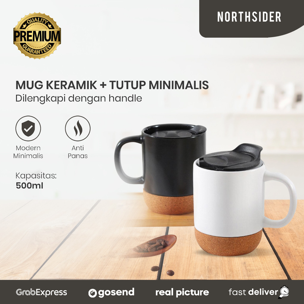Jual Cangkir kopi teh keramik nordic ceramic mug cork buttom YDC212 ...