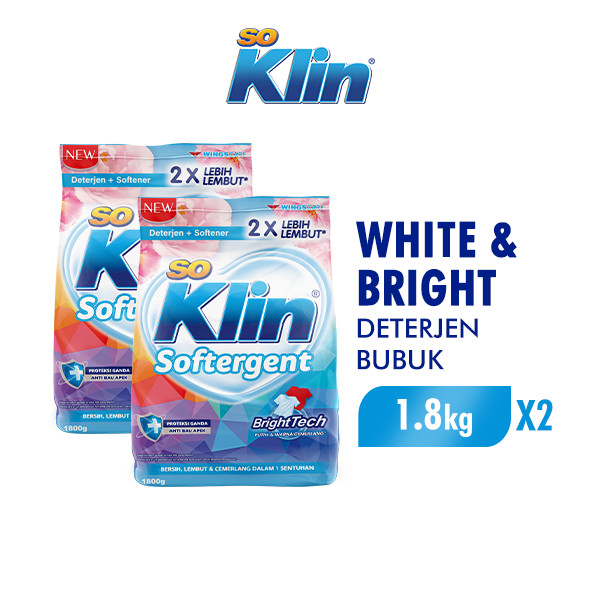 Jual So Klin Powder Detergent White Bright 1.8 kg x2 | Shopee Indonesia