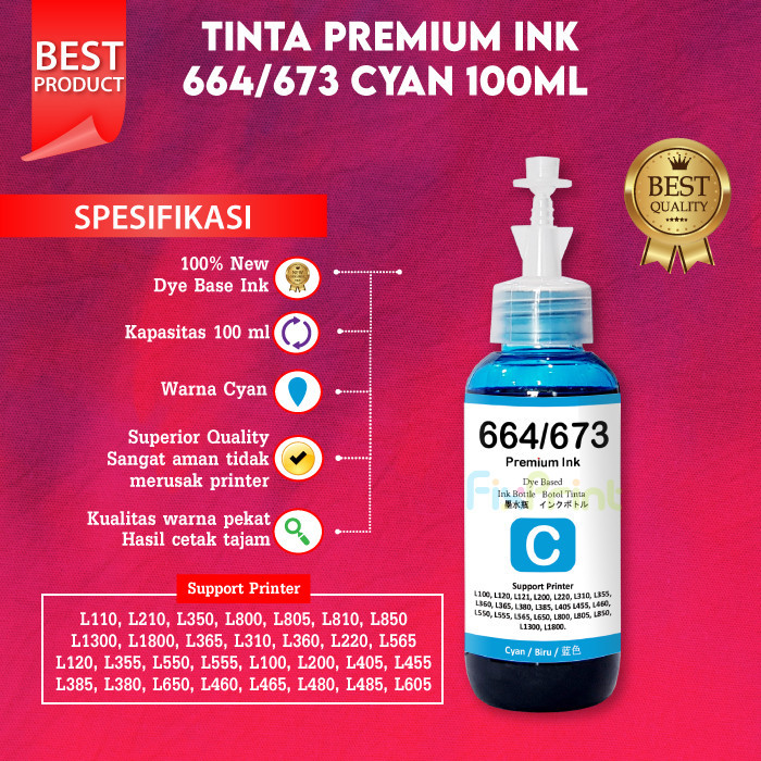 Jual Tinta Premium Ink for Printer Epson pengganti 664 T6641 T6642 ...