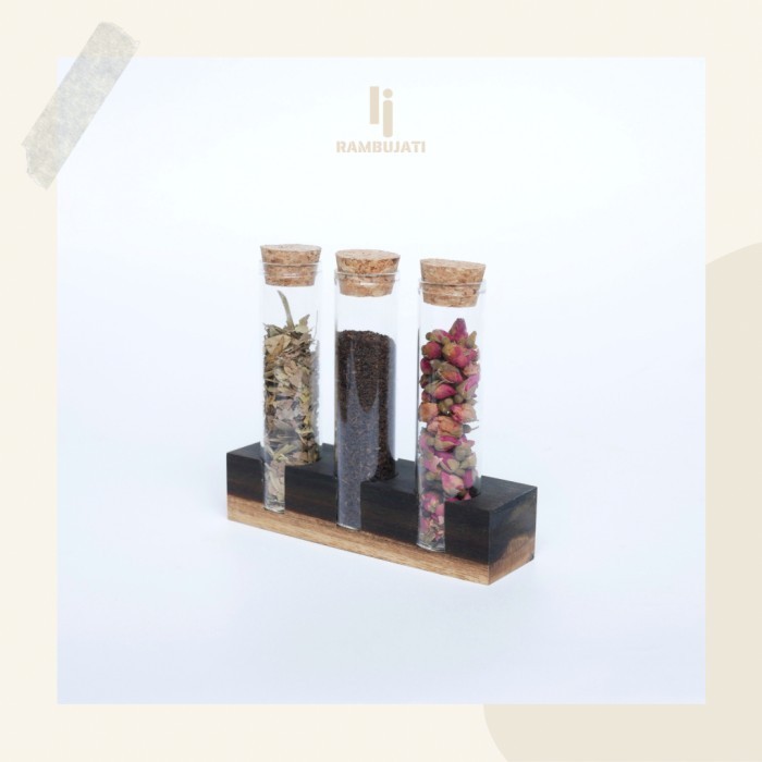 Jual Tempat tabung botol kaca kayu / rak display kopi / rak pajangan ...