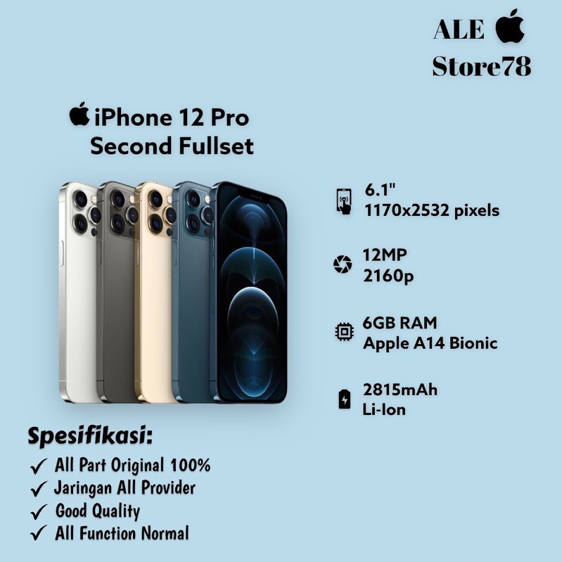 Jual iPhone 12 Pro 128GB/256GB/512GB Seken Fullset Mulus 100% Original | Shopee Indonesia