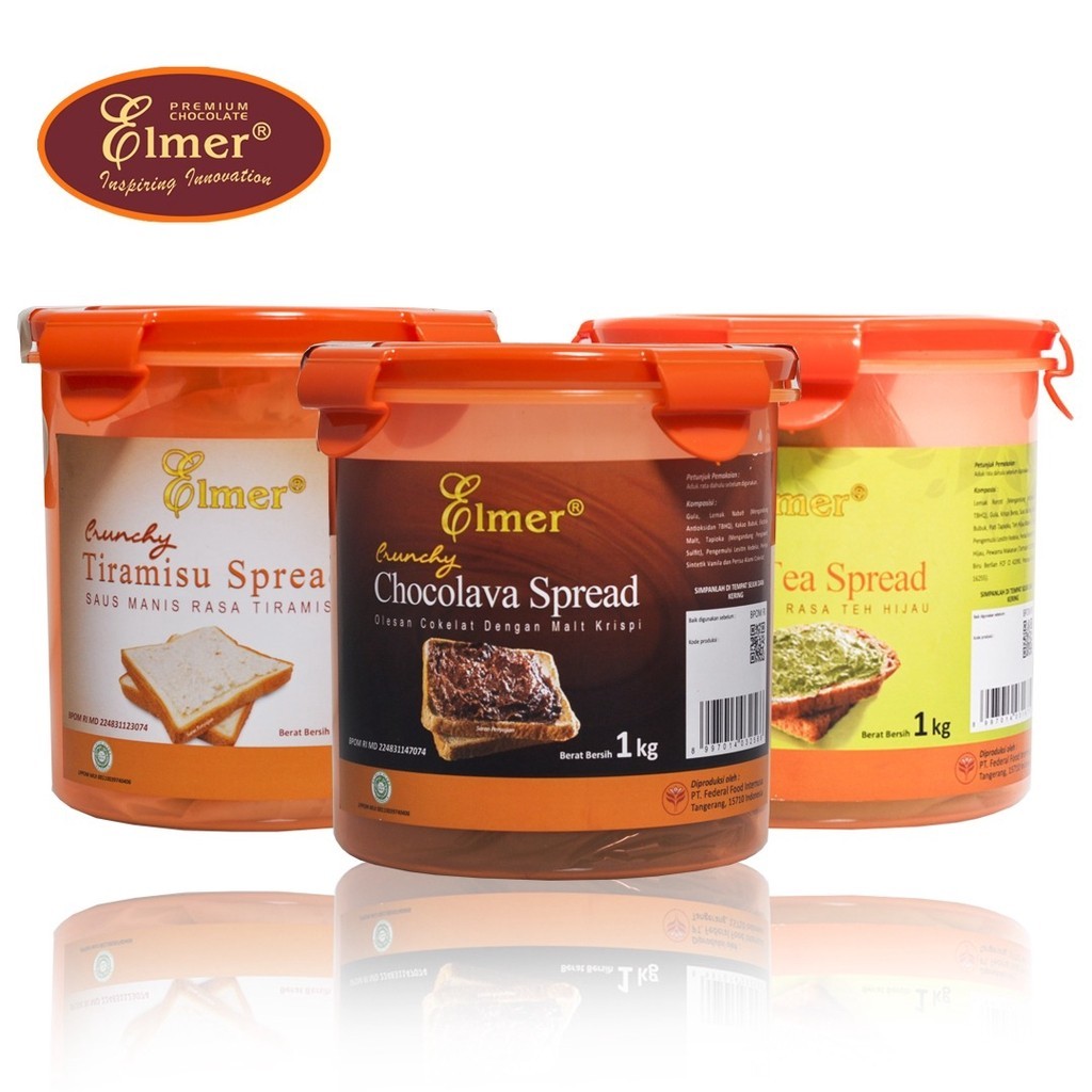Jual Elmer Tiramisu / Dark / Green Tea Chruncy selai Crunchy 1kg roti ...