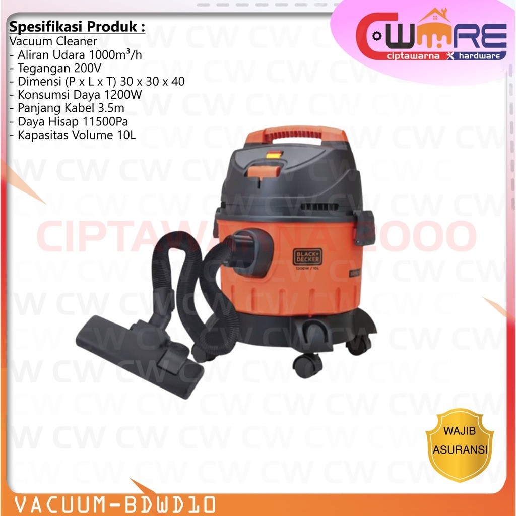 Jual Vacuum Vakum Cleaner Lantai Black+Decker 1200 Watt Wet & Dry Basah ...