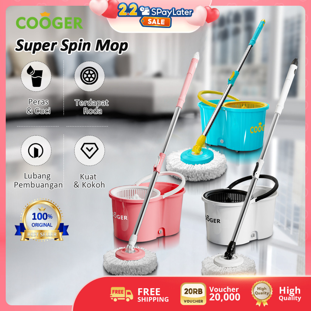 Jual FC56TR COOGER Alat Pel Bucket Spin Mop Mencuci Dengan Mudah ...