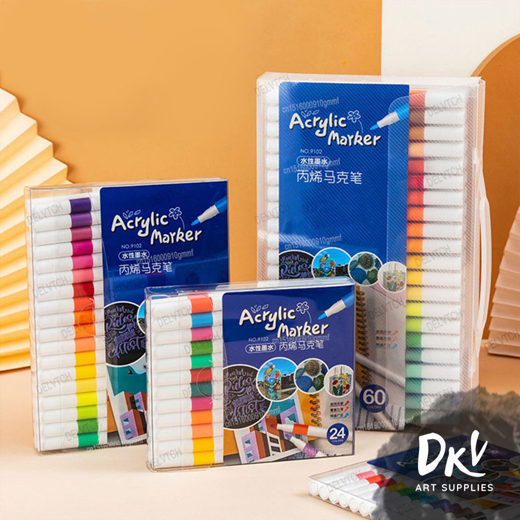 Jual Acrylic Marker Set 12 / 24 / 36 / 48 / 60 / 80 Warna Color Spidol ...