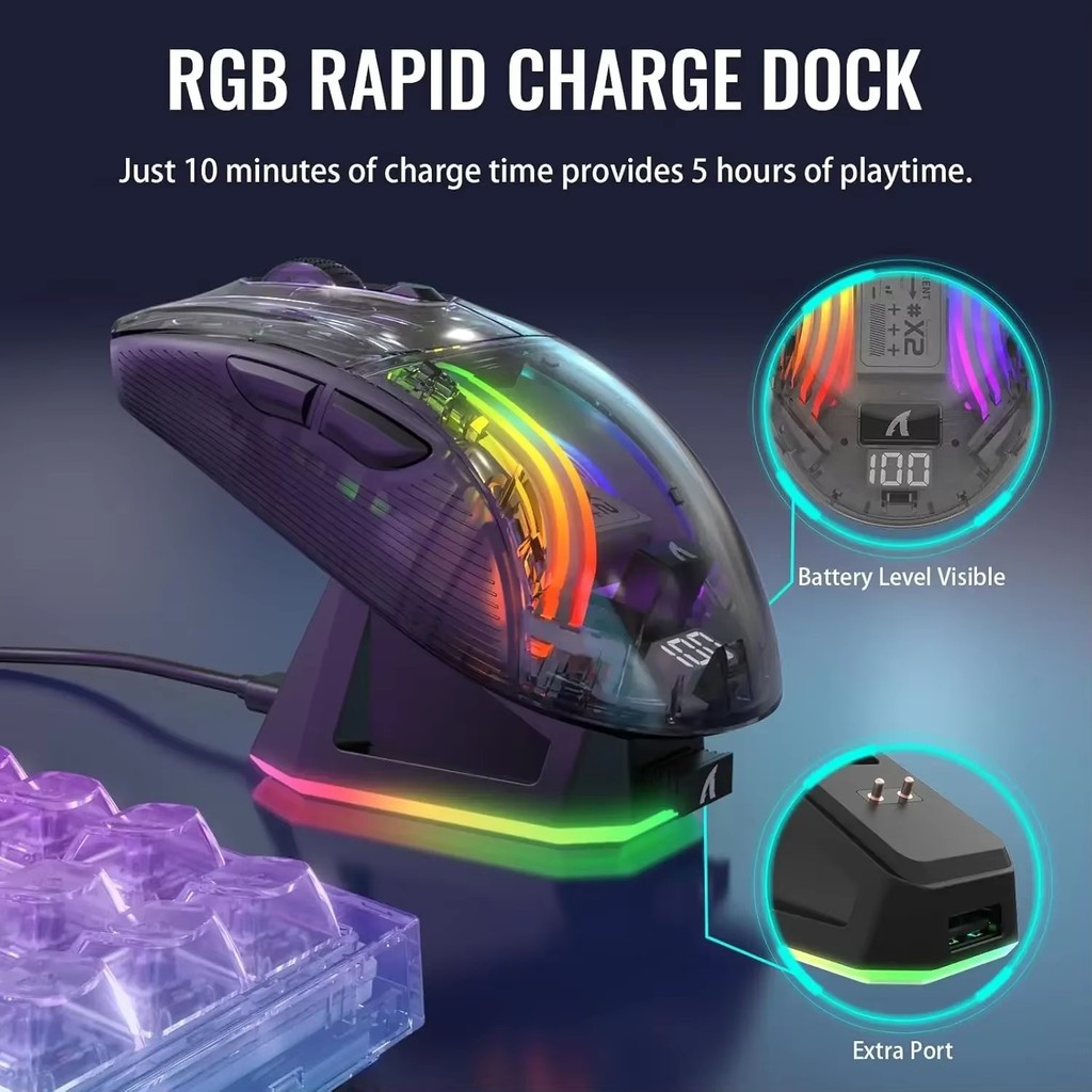 Jual Attack Shark X2 Pro Wireless Tri-Mode Transparent Gaming Mouse RGB ...