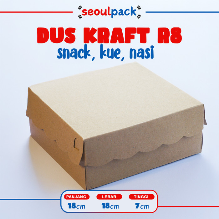 Jual Dus Nasi Box R8 18x18 Kraft 310gsm (1pcs) - Box Roti, Box Snack ...