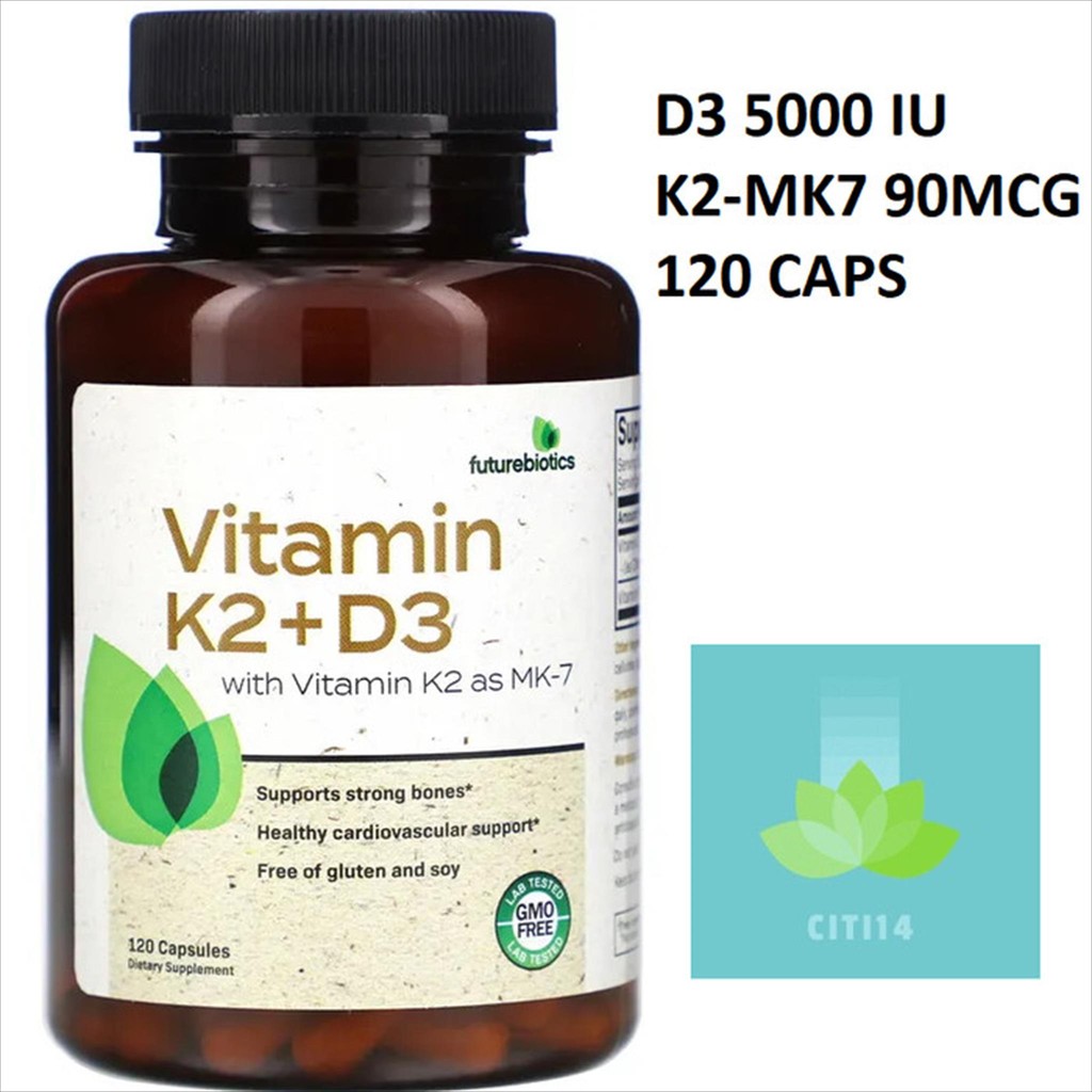Jual K2+D3 120 CAPS K2 MK-7 100MCG D3 5000IU FUTUREBIOTICS VIT K2&D3 ...