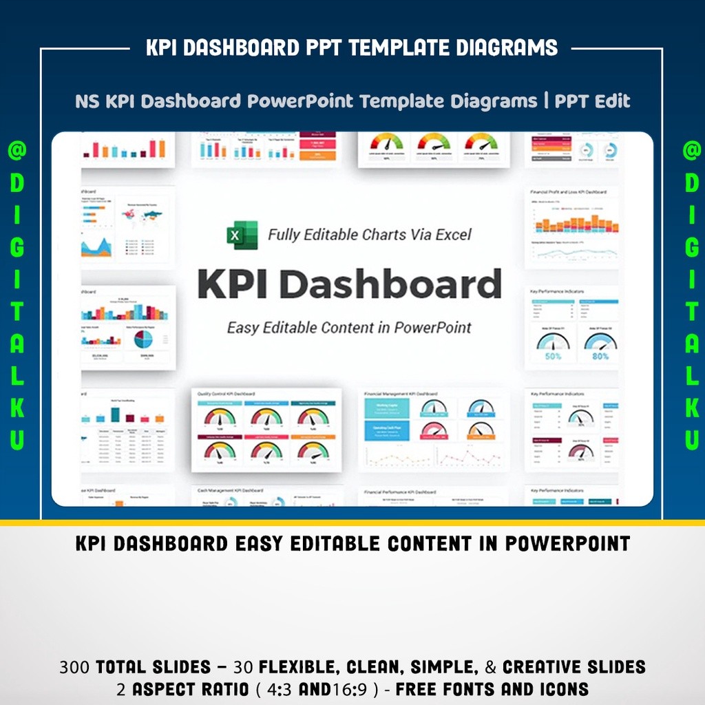 Jual NS KPI Dashboard PowerPoint Template Diagrams | PPT Edit | Shopee ...