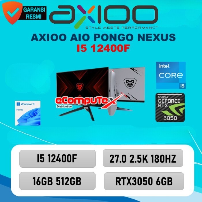 Jual AXIOO AIO PONGO NEXUS I5-12400F 16GB 512GB RTX3050 6GB 27Inch 2.5K ...