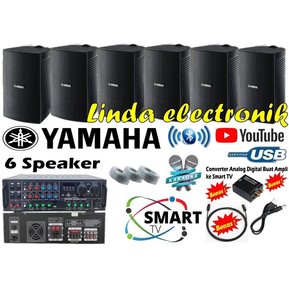 Jual paket sound system 6 speaker cafe gudang yamaha vs6 ampli toatech | Shopee Indonesia