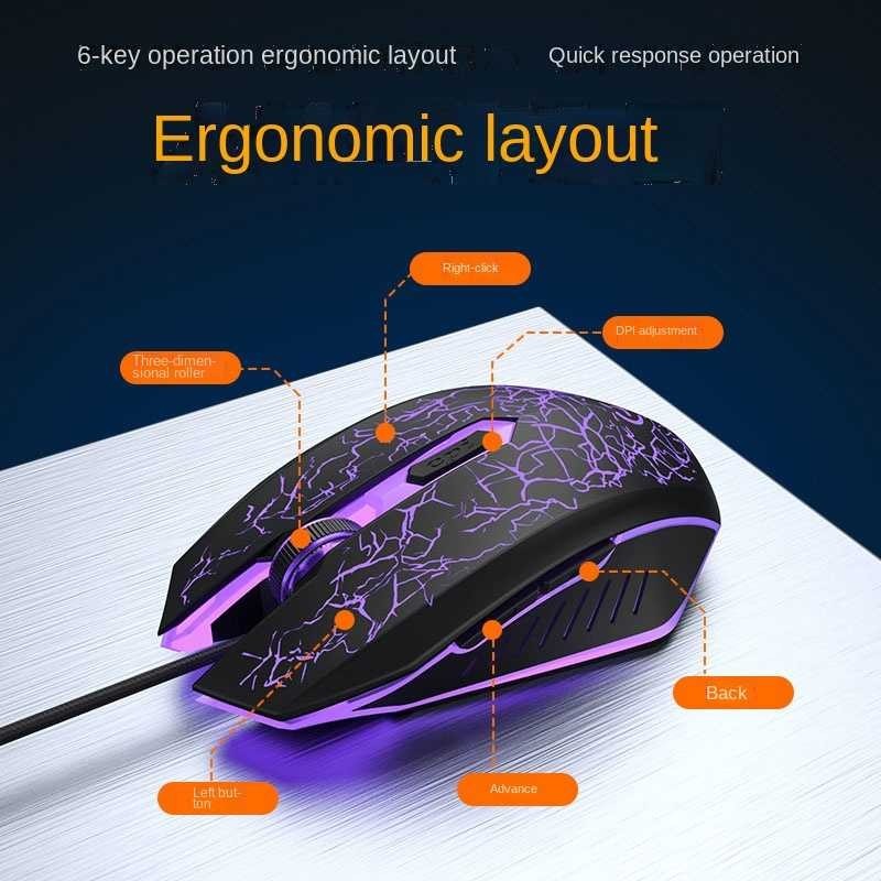 Jual Mouse Gaming LED Ergonomis Colorful Crack 6D Button 4800 DPI ...
