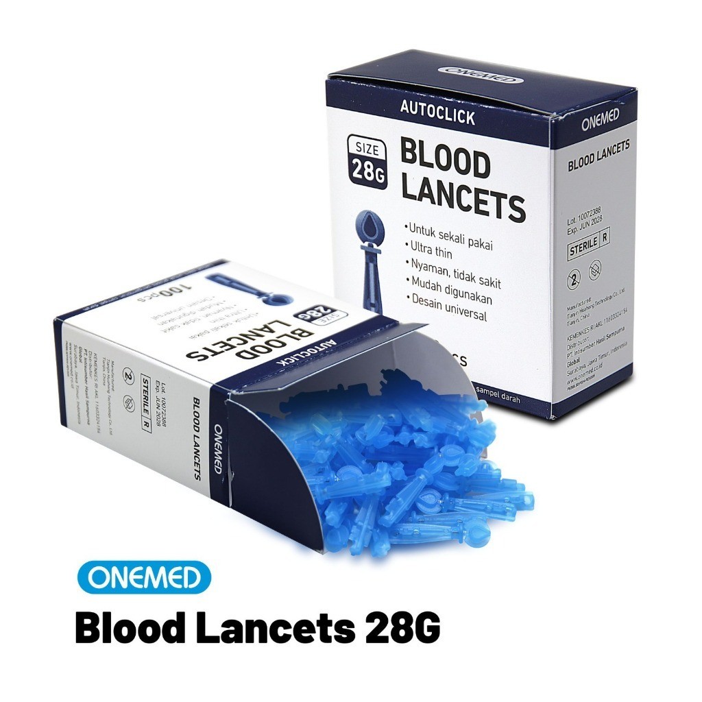 Jual Jarum Blood Lancets 28G OneMed box isi 100pcs original | Shopee ...