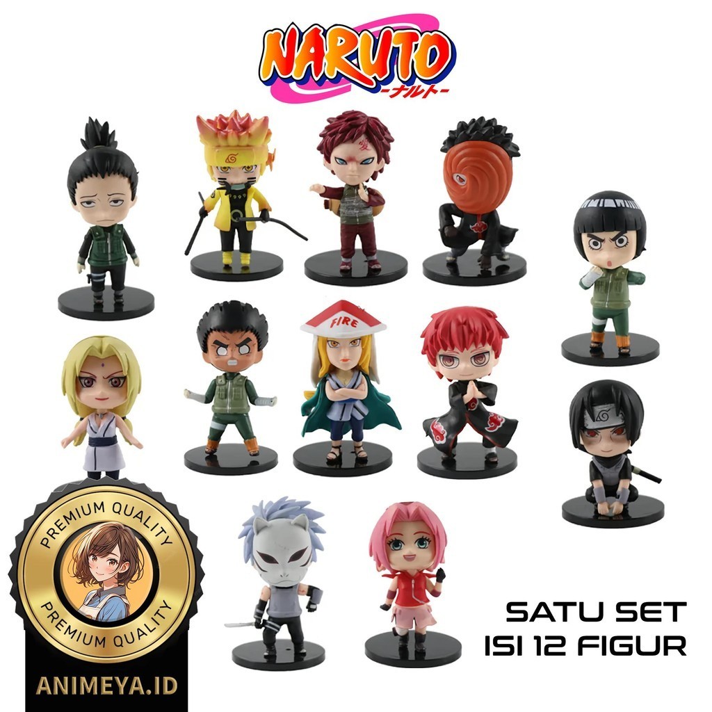Jual Action Figure Statue Naruto Chibi Satu Set isi 12 Dua Variasi ...