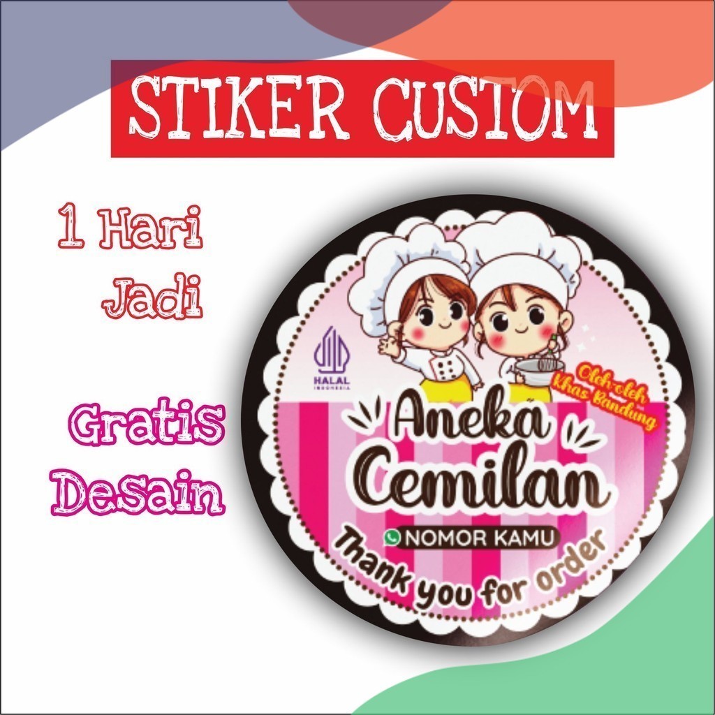 Jual ISI 40PCS STIKER 5CM Stiker Makanan Stiker Label Makanan Stiker ...