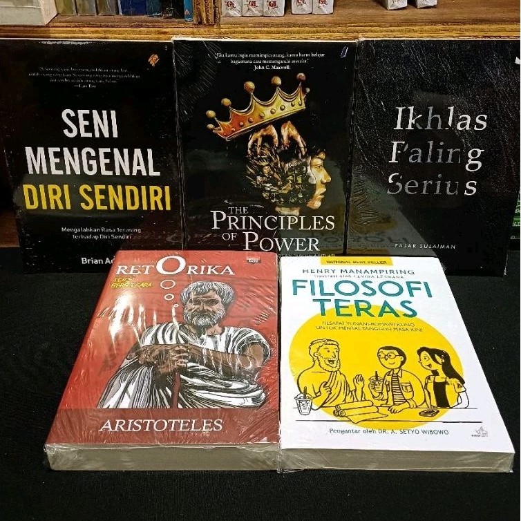 Jual paket 5 buku the principle of power filosofi teras Retorika Seni mengenal diri sendiri ...
