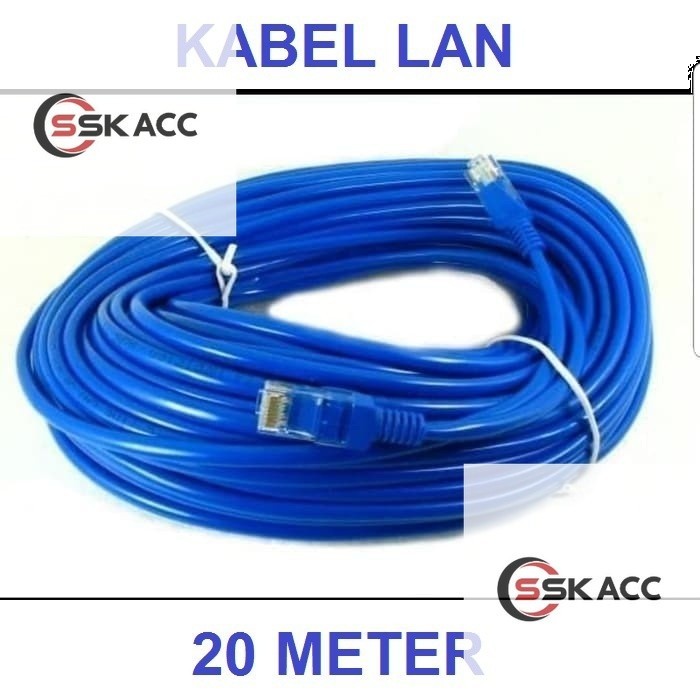 Jual Kabel LAN Cat5e 20m / Cable Cat 5 UTP Pabrikan 20 meter Terpasang RJ45 SSKACC-KOMPUTER ...