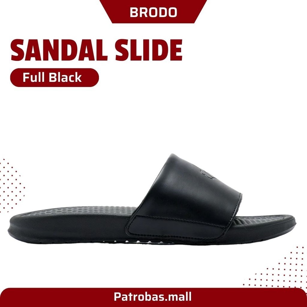 Jual BRODO Sandal Broslides V2 Full Black Original Sendal Slide Slop ...