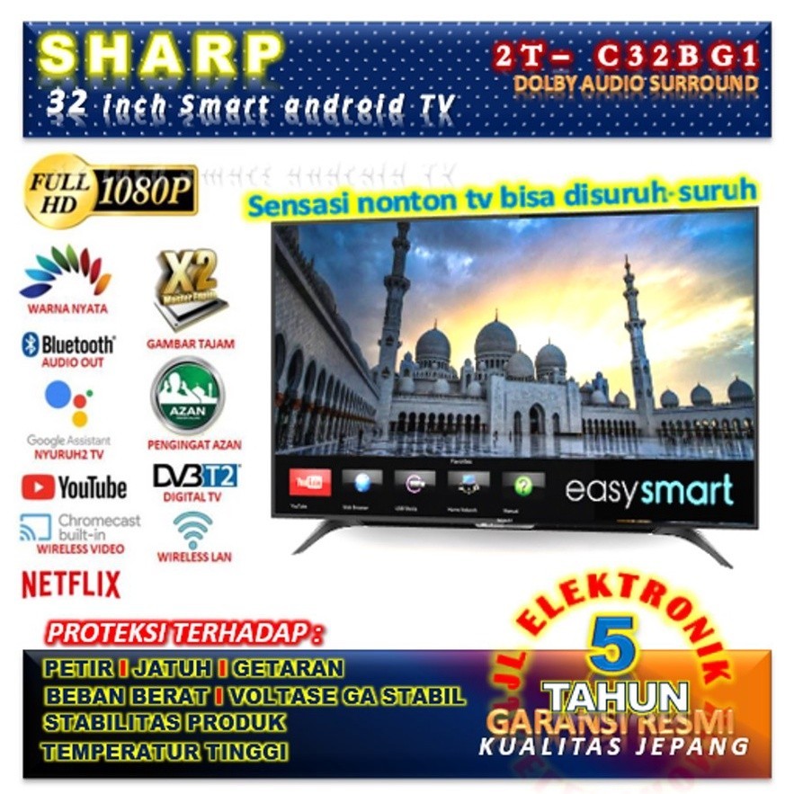 Jual LED SMART ANDROID TV SHARP 32" 32 INCH 2T-C32BG1I 32BG1I | Shopee Indonesia
