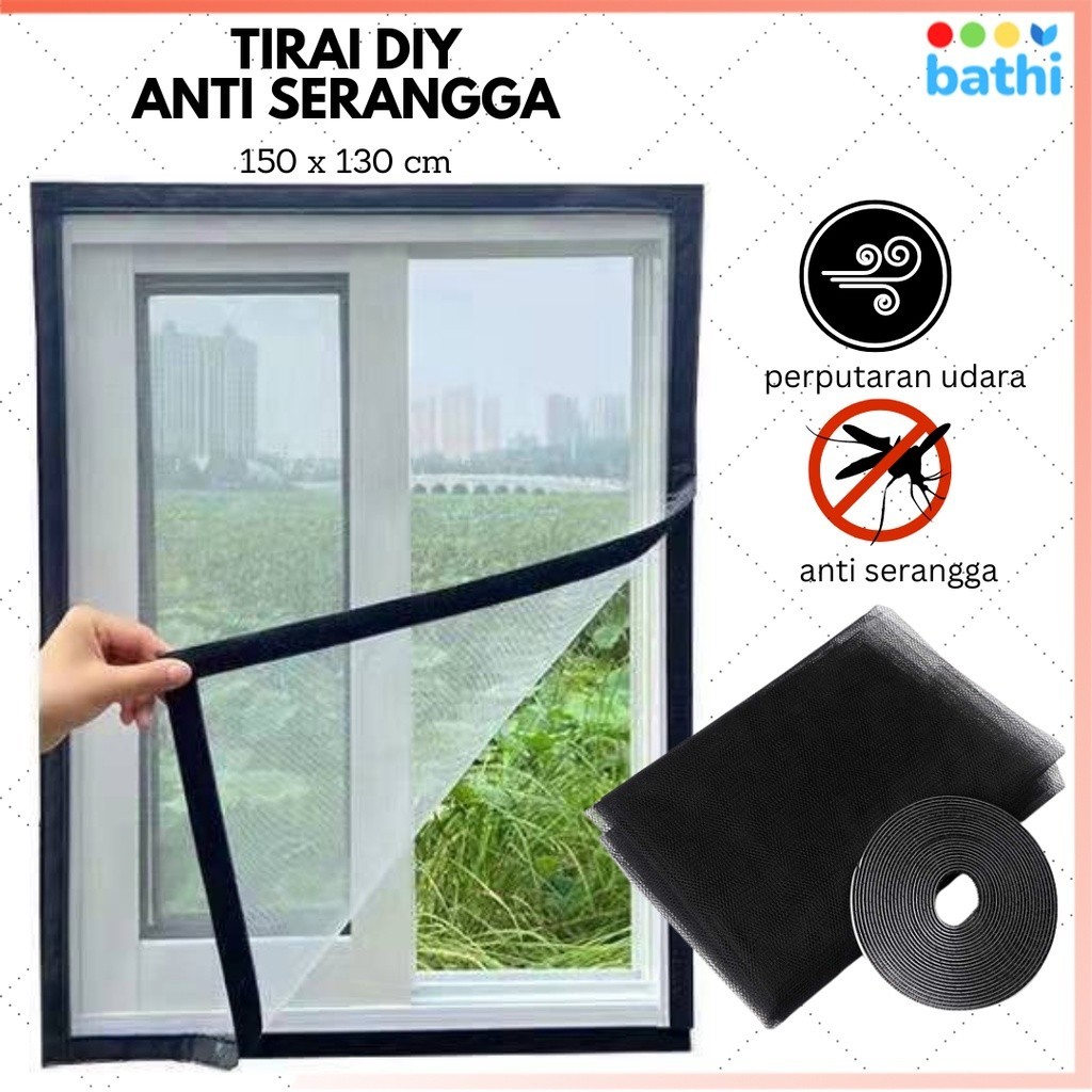 Jual Tirai Jaring Anti Nyamuk Pelindung Kamar Perekat Hook and Loop DIY ...