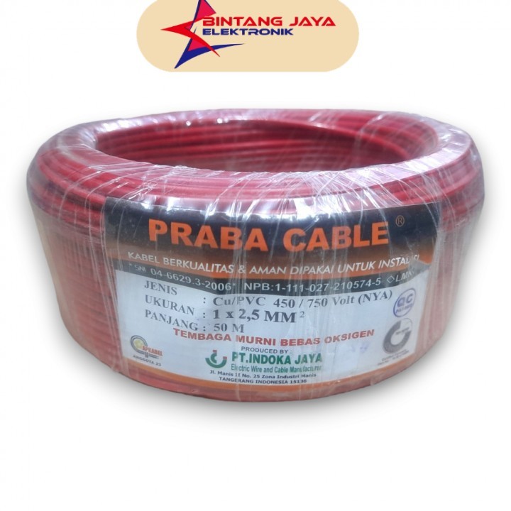 Jual KABEL NYA 1 x 2,5 50M, KABEL NYA 1X 2,5 50 METER PRABA / KABEL INSTALASI TUNGGAL 1 ROLL ...