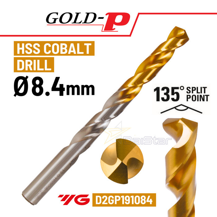 Jual Mata Bor 8.4 mm HSS Co 8 Cobalt Gold P Split Point Mata Bor Besi ...
