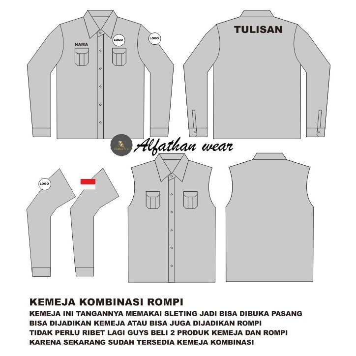 Jual CUSTOM KEMEJA PDL KOMBINASI ROMPI BORDIR/KEMEJA 2in1/KEMEJA PLUS ...
