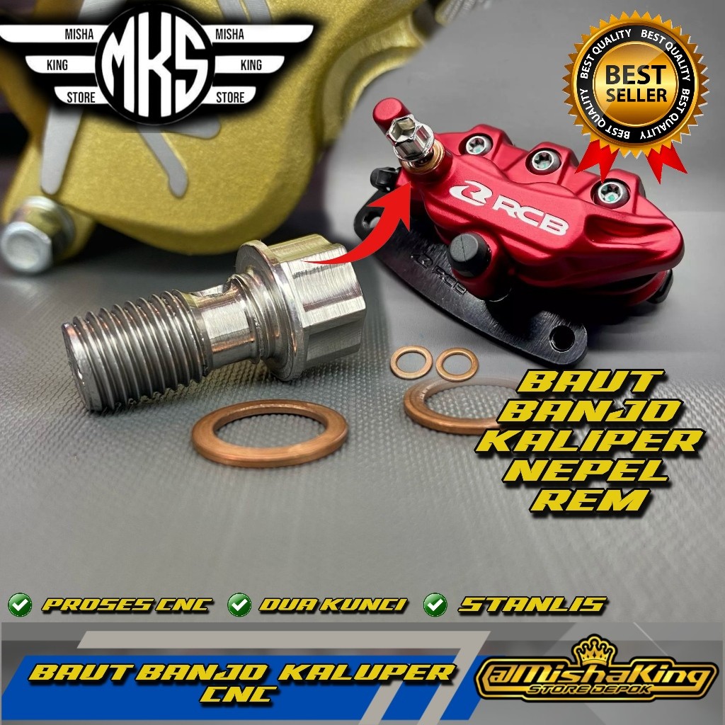 Jual Baut Banjo Stainless CNC 2 Kunci DRAT KASAR Picth 1,25 Baut Nepel Selang Rem untuk Kaliper ...