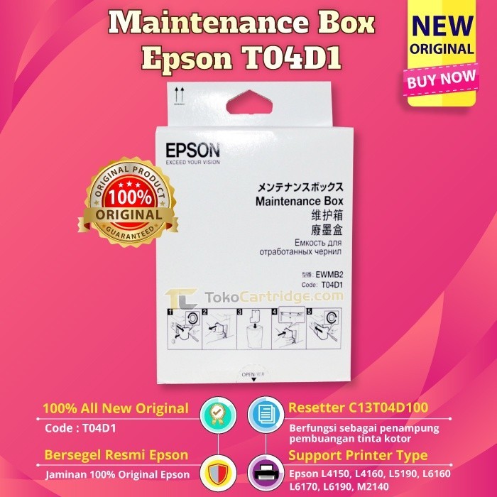 Jual Maintenance Box Epsn T04D1 + CHIP Printer L6160 L6170 L6190 L6260 ...