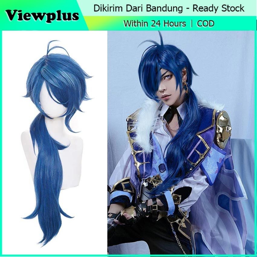 Jual Wig Kaeya Cosplay Genshin Impact 80cm Rambut Biru Panjang Dewasa ...