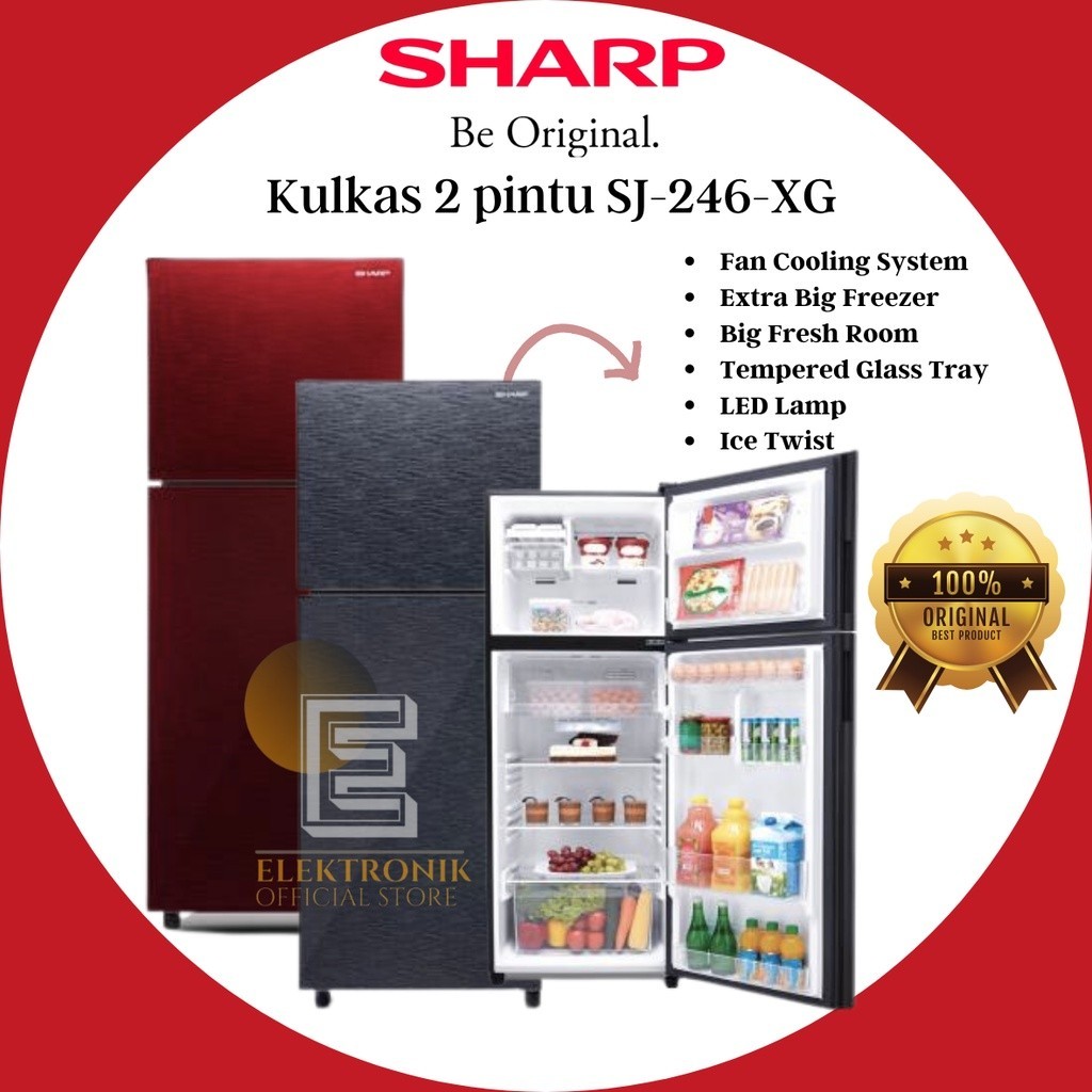 Jual SHARP KULKAS 2 PINTU 205Liter SJ 246 XG MR/MS/SJ246XG/SJ-246-XG/SJ 246 XG/SJ 246XG/KULKAS 2 ...