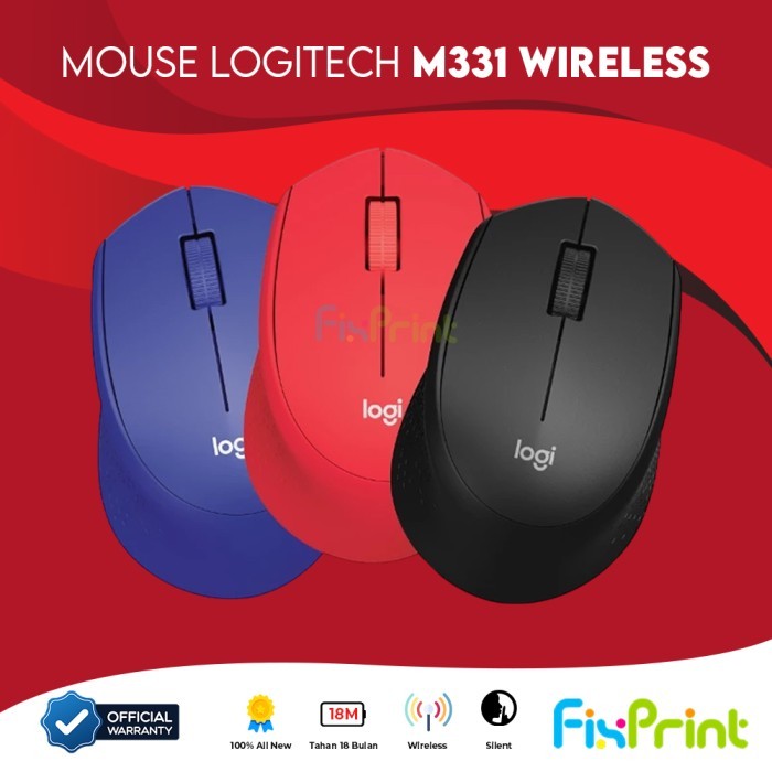 Jual Mouse Logitech Wireless M331 Black Red Blue Silent Plus Logitech Mouse B100 Black Optical ...