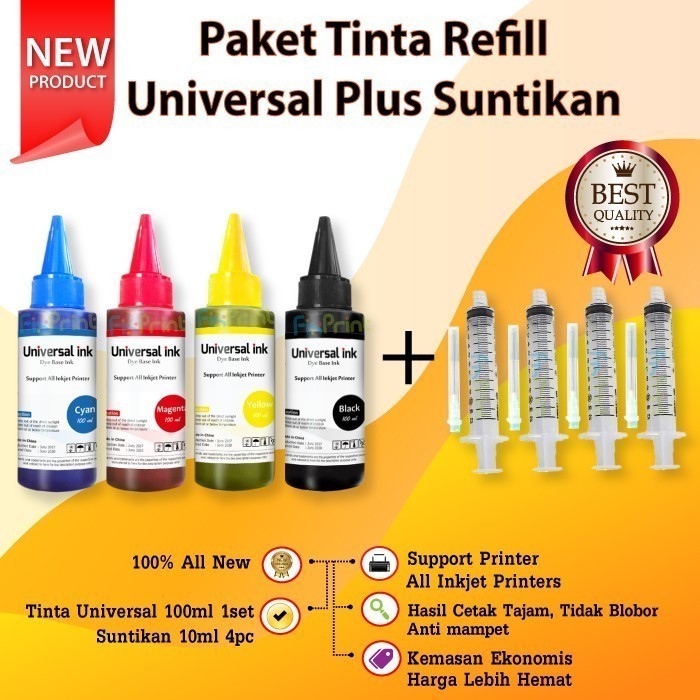 Jual Tinta Refill Printer HP,Canon Plus Suntikan 10 CC Tinta Refill ...