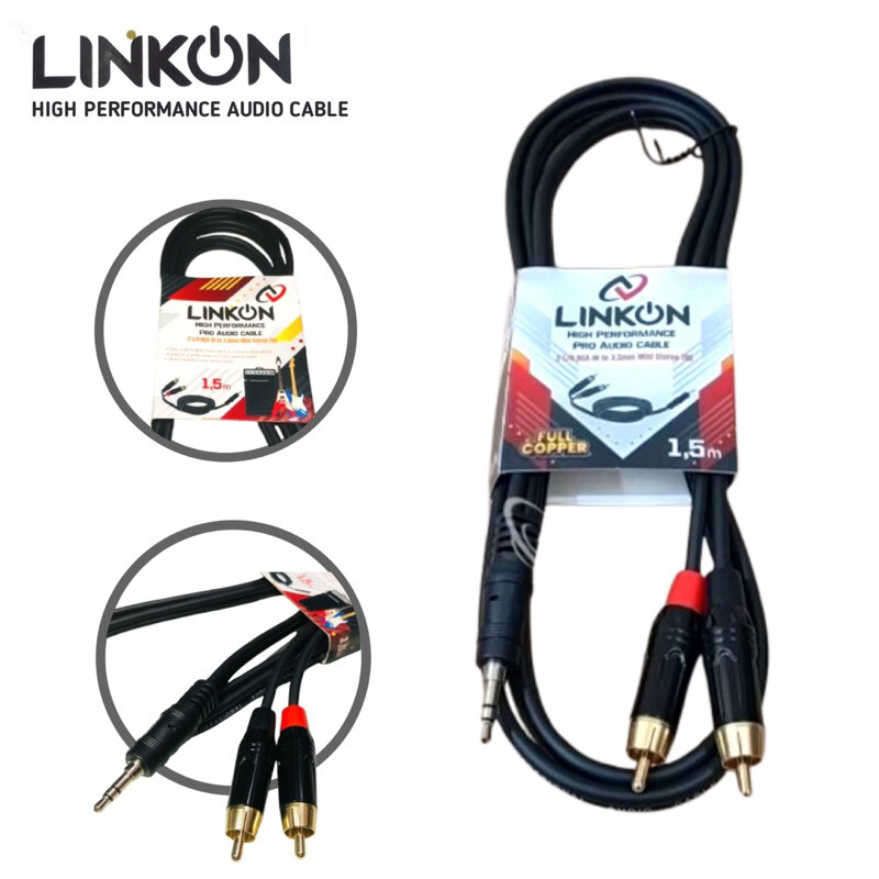 Jual Kabel Audio RCA 2 Ke 1 Linkon Stereo Kabel Hp To Speaker Panjang 1 ...