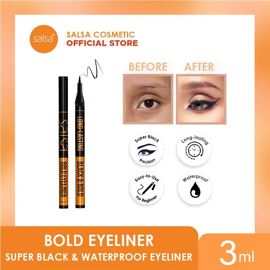 Jual SALSA Bold Eyeliner - Super Black Waterproof Pen Eyeliner Hitam ...