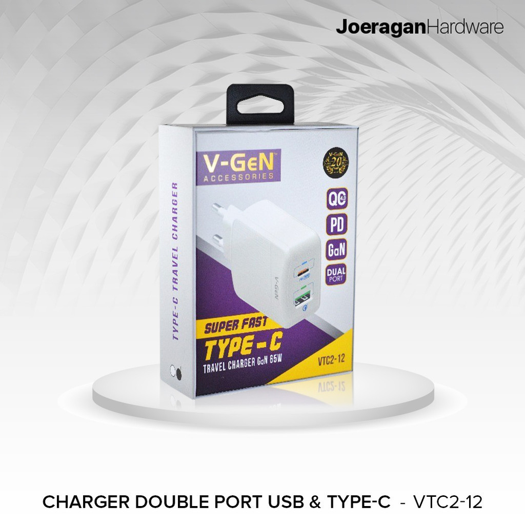 Jual V-GEN Travel Charger 1 USB + 1 PD USB Type-C Port VTC2-12 | Shopee ...