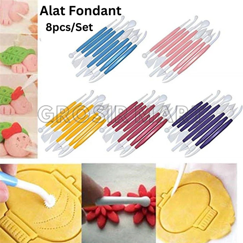 Jual 8 pcs 1 Set Alat Dekorasi Hias Kue Ukir Fondant Bunga Gula Alat ...