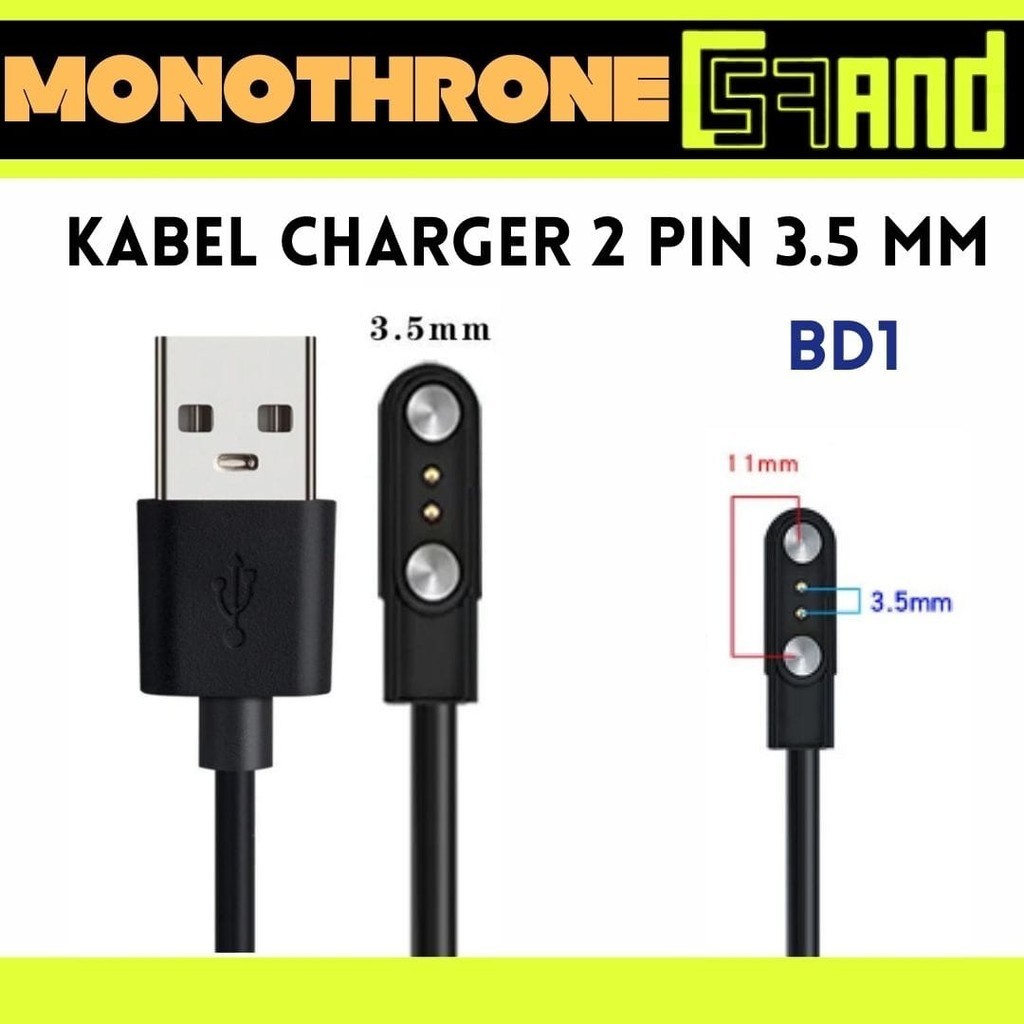 Jual Kabel Charger Jam Watch 2 Pin 3.5mm USB Magnetic SmartWatch ...