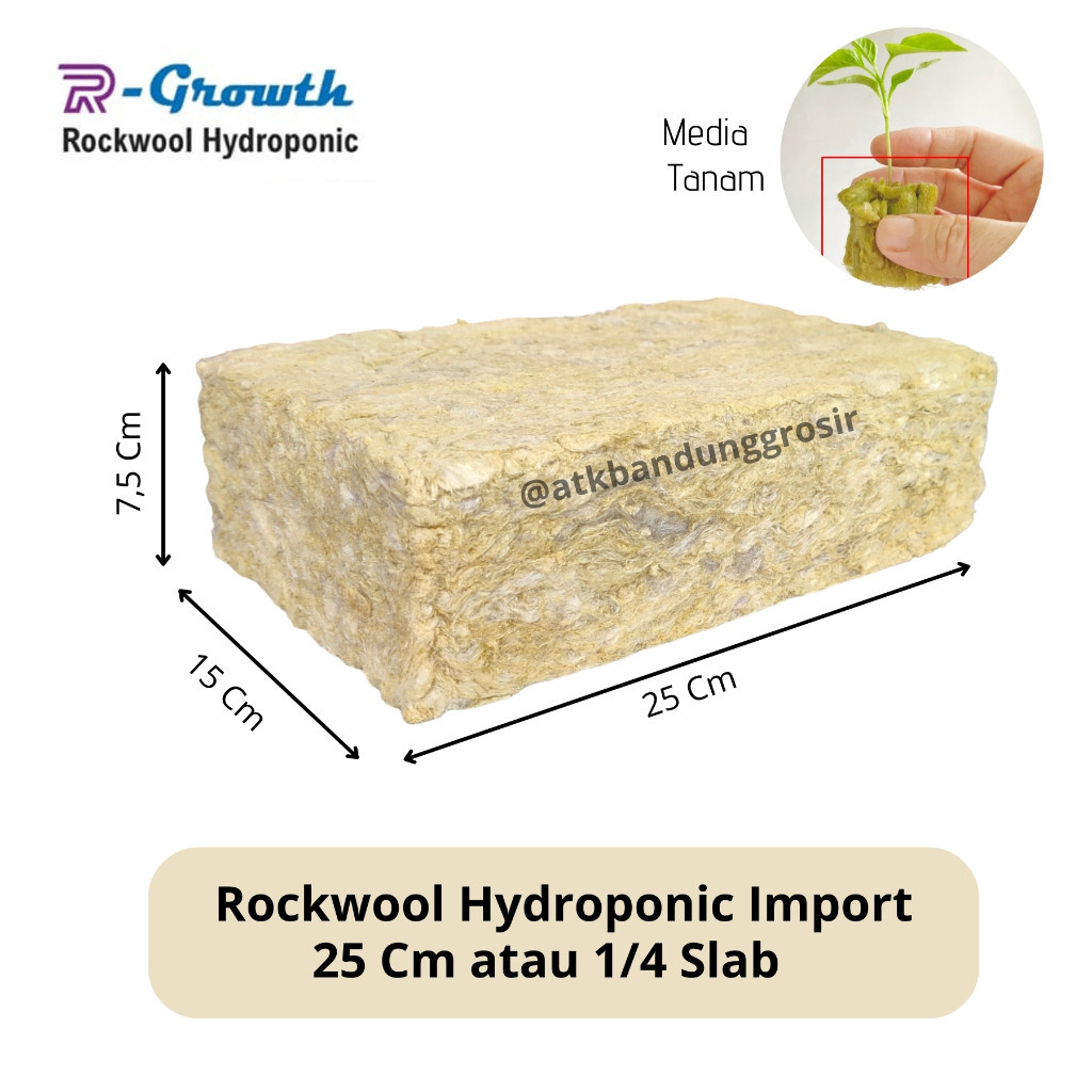 Jual Rockwool Hydroponic R-Growth 25 Cm ¼ Slab Media Tanam Hidroponik ...