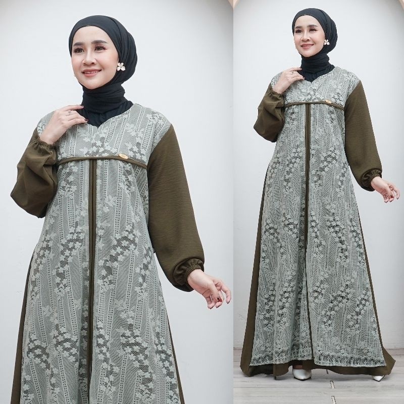 Jual Gamis cringkle|gamis lebaran2024|gamis rompi brokat|gamis brokat ...