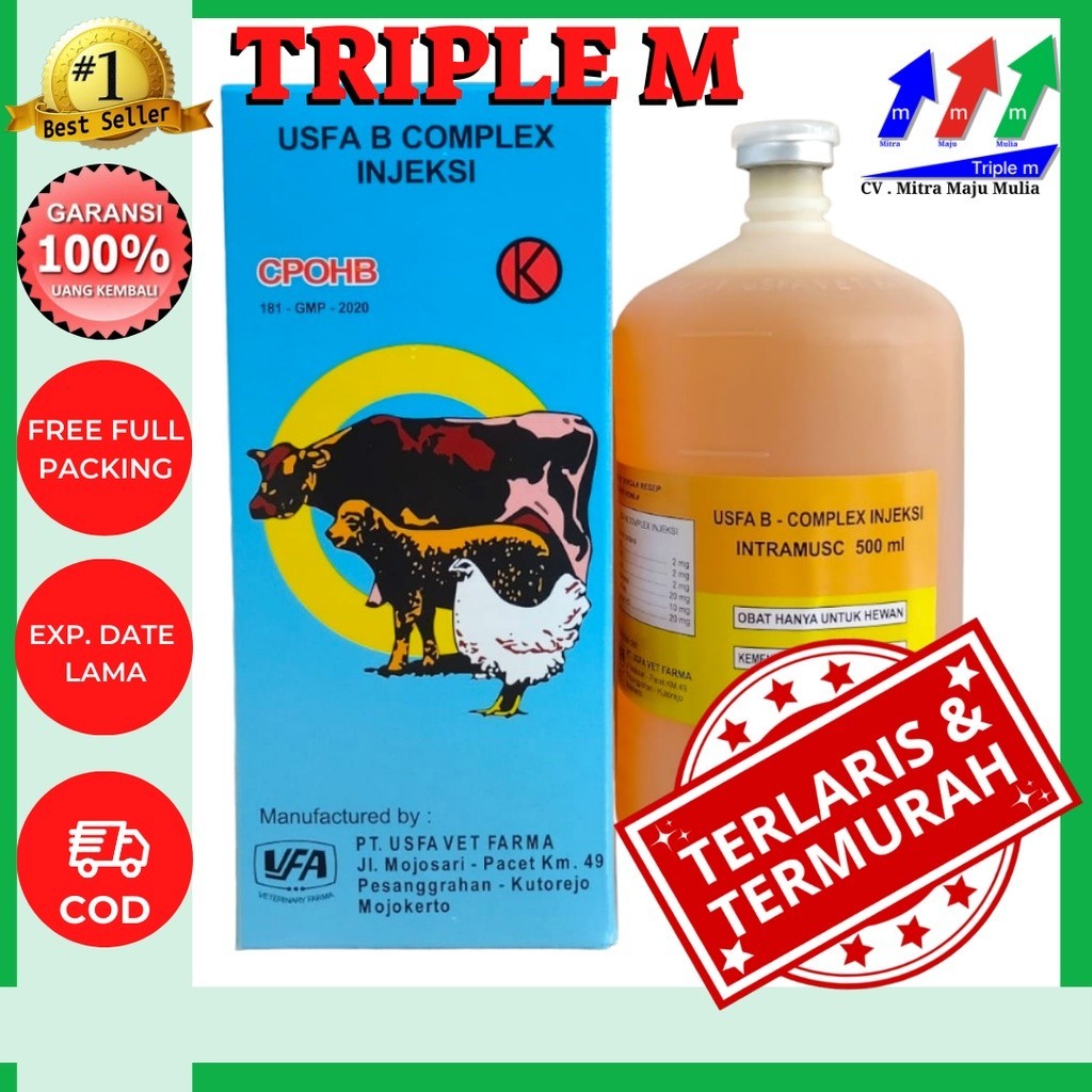 Jual B COMPLEX injeksi 500 ml USFA - Vitamin B Complex Hewan Sapi ...