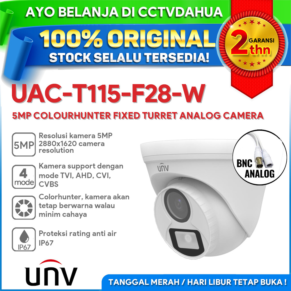 Jual UNIVIEW UAC-T115-F28-W UNV 5MP 4IN1 COLORHUNTER FIXED TURRET ANALOG CAMERA | Shopee Indonesia