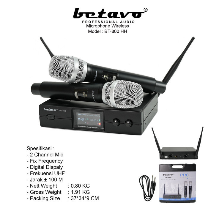 Jual Mic Wireless Betavo BT-800 HH microphone karaoke BT800HH | Shopee Indonesia