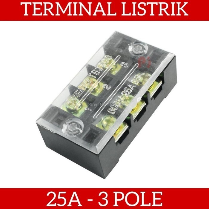 Jual Terminal Block 25A 3P 600V Terminal Junction Kabel Listrik Blok ...