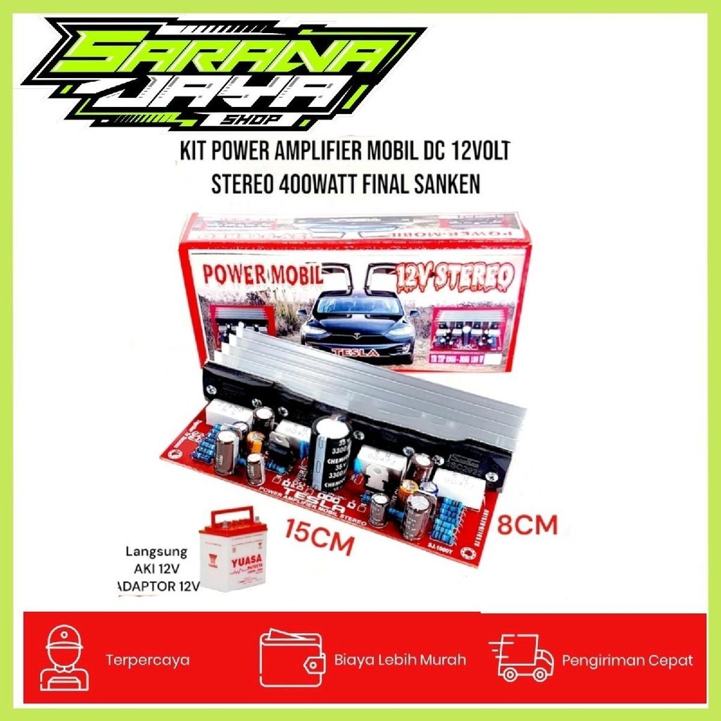 Jual Kit Power Amplifier Mobil DC 12VOLT Stereo 400watt Final Sanken ...