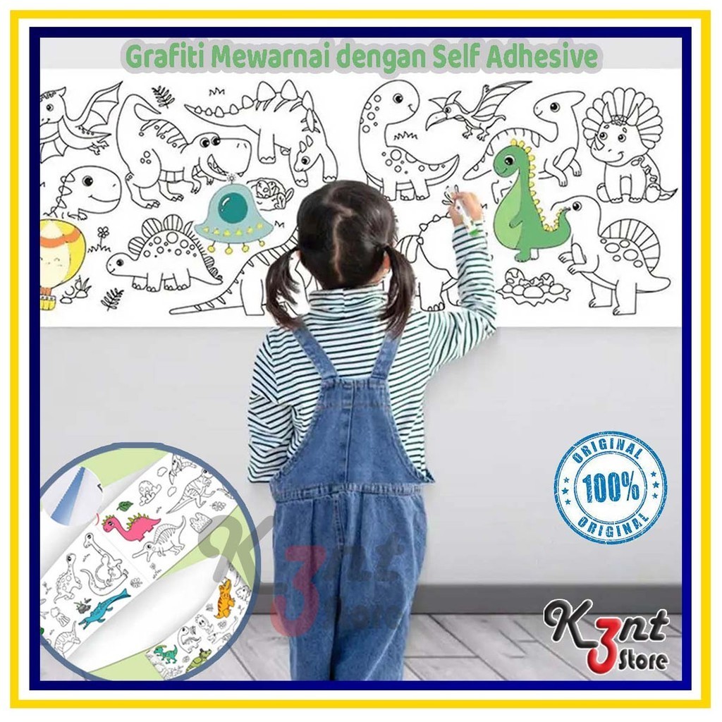 Jual Kertas Mewarnai Anak Model Grafiti dengan Sticker Panjang 30x300CM ...