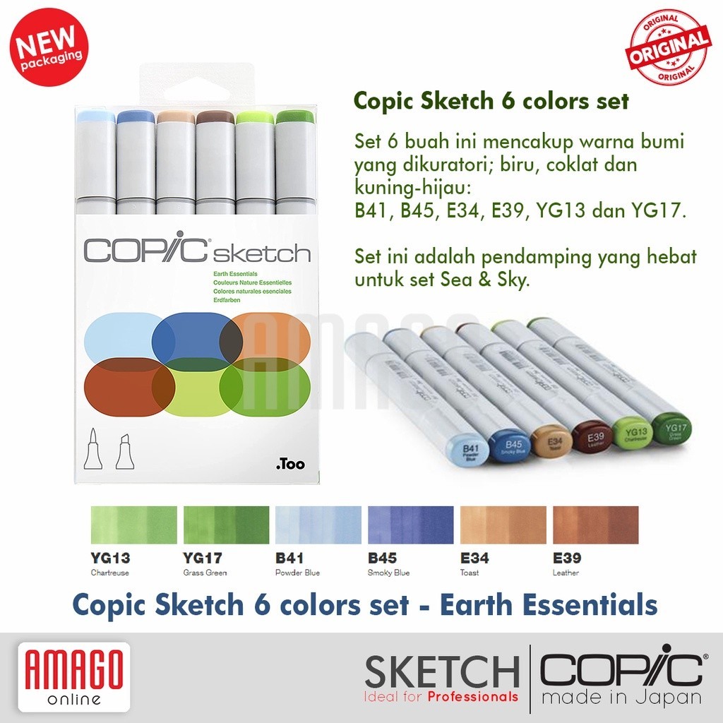Jual COPIC Sketch Marker - Set isi 6 Warna - Earth Essentials - CSM/6ES ...