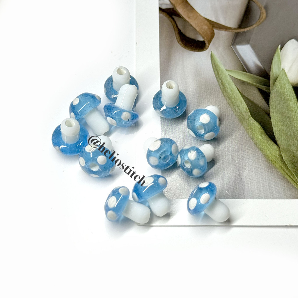 Jual 1 pcs Manik-manik Mote Kaca Genuine Glass Beads - Jamur Bulat ...