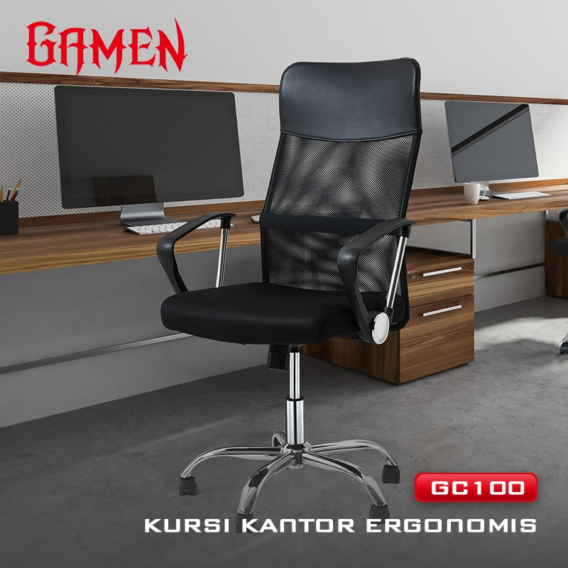Jual KURSI GAMING GAMEN GC100 / KURSI KANTOR PREMIUM QUALITY HITAM GC ...