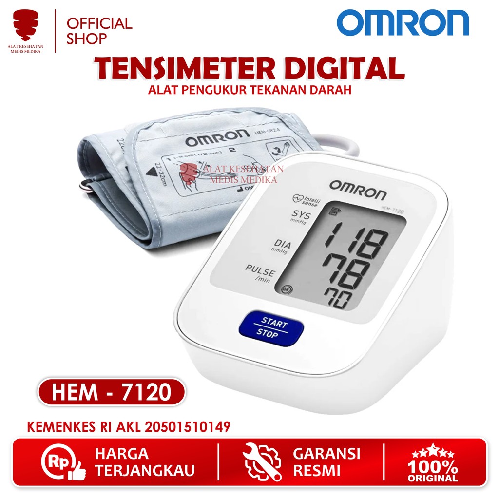Jual Tensimeter Digital Omron HEM 7120 Alat Ukur Pengukur Tensi Meter Tekanan Darah HEM7120 HEM ...